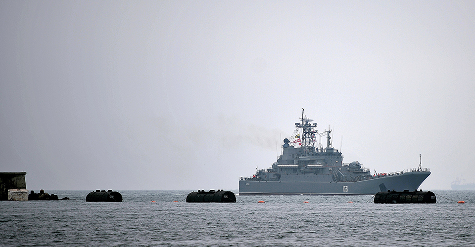 Russian landing craft and oil tanker spotted in Spanish waters