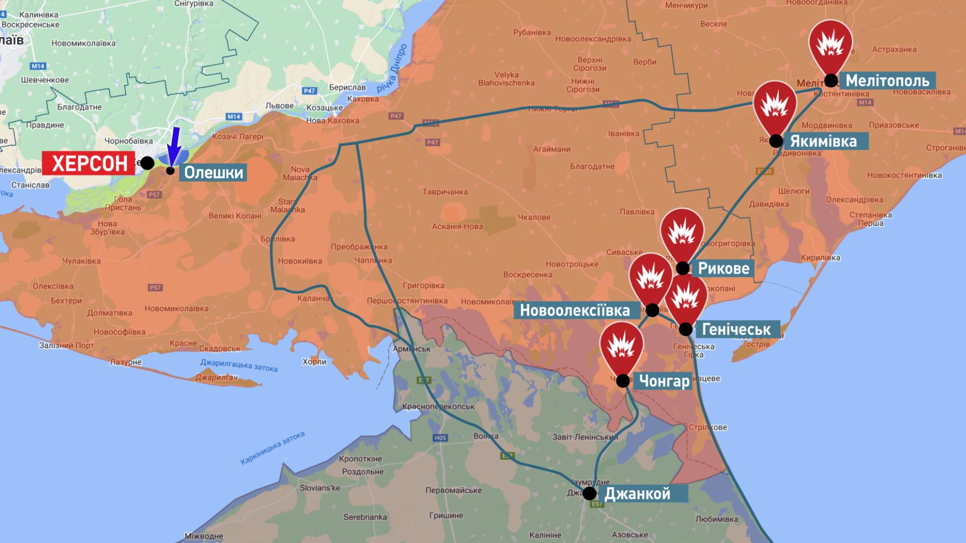 Russian forces try to use road through Armyansk, but it is too close to ...