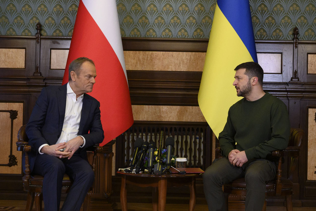 Polish Prime Minister Donald Tusk arrives in Kyiv