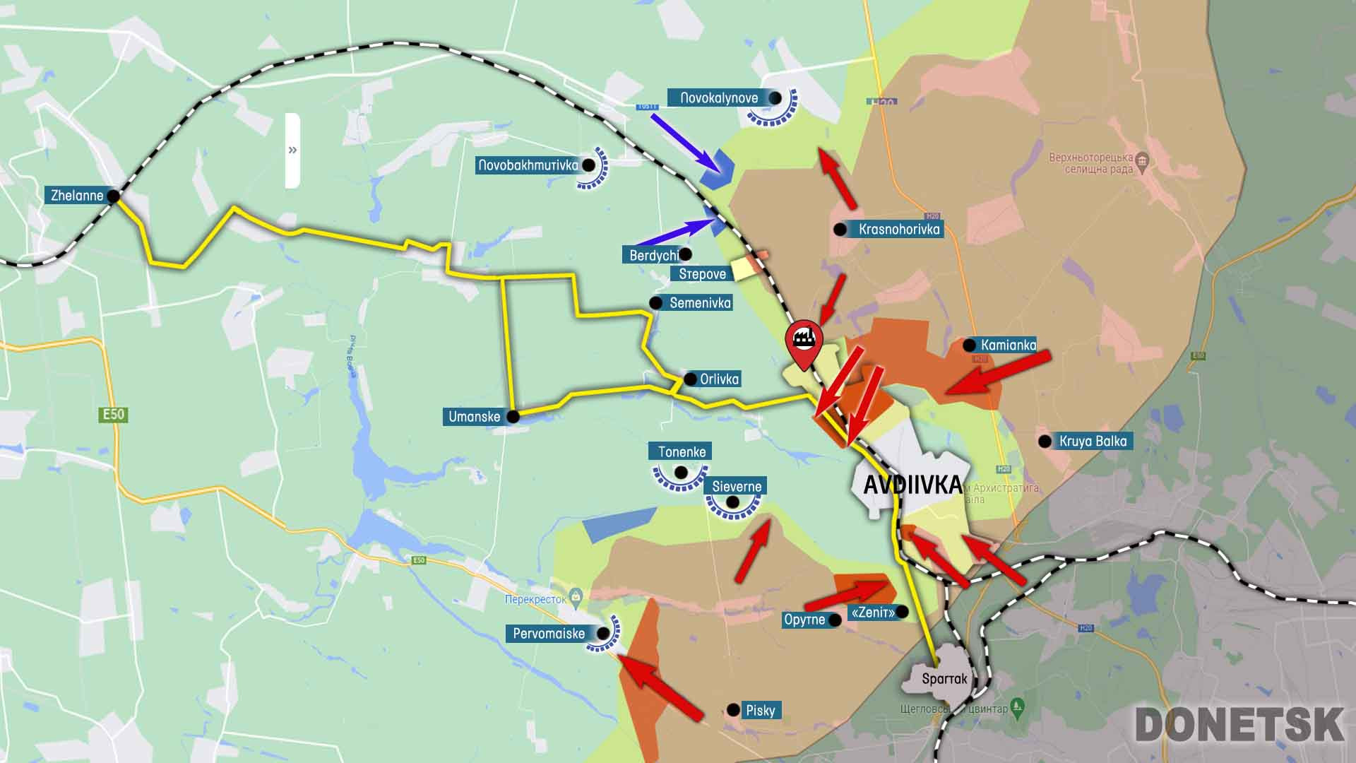 War live map in Ukraine for 14 February front map Russia - Ukraine war
