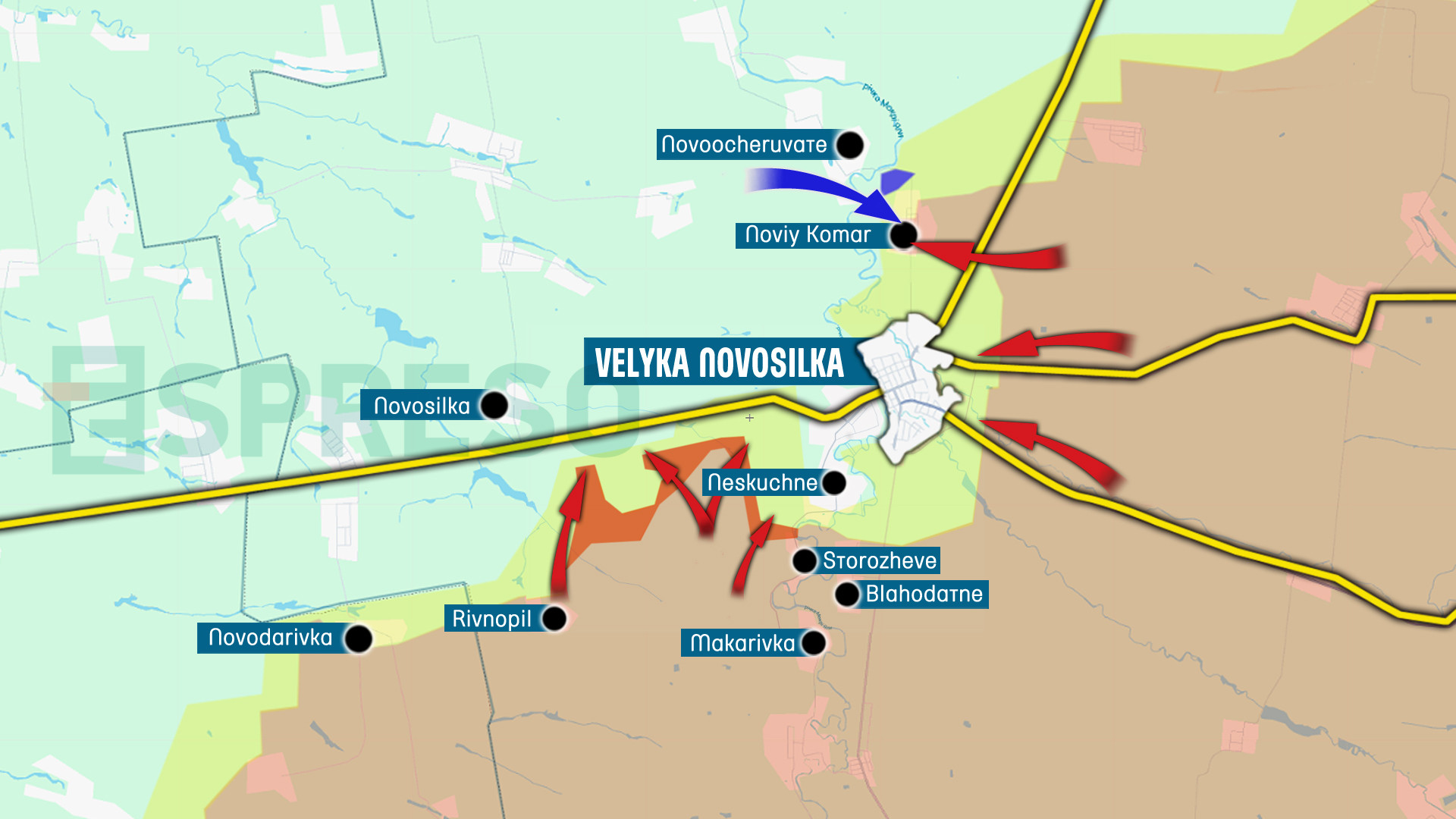 Russian forces try to encircle Velyka Novosilka from almost all directions
